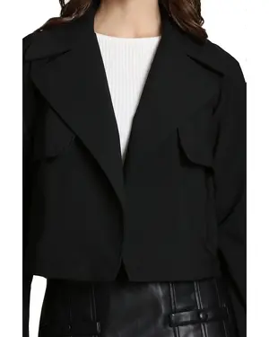 Bagatelle Nylon Cropped Trench Coat - Black