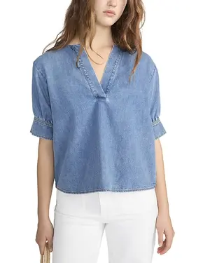 FRAME The V Neck Popover Top - Sora