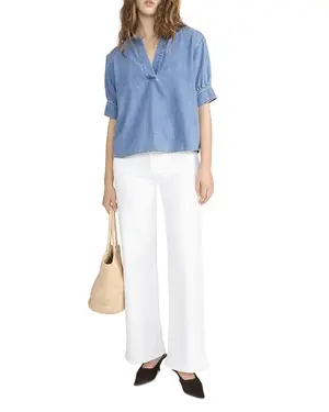 FRAME The V Neck Popover Top - Sora