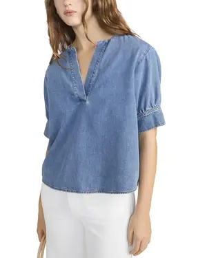 FRAME The V Neck Popover Top - Sora