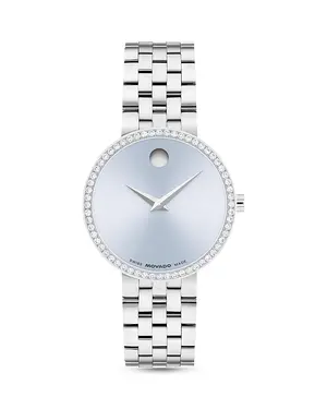 Movado Museum Classic Watch, 29.5mm - Light Blue/stainless Steel