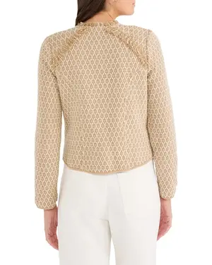 NIC+ZOE Brocade Fringe Knit Jacket