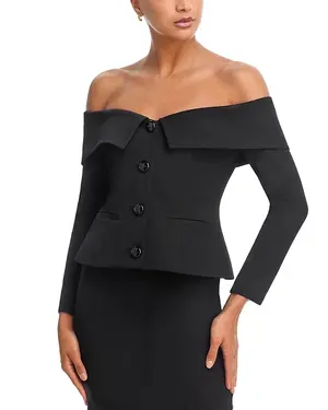 L'Agence Ingrid Off-shoulder Crop Blazer