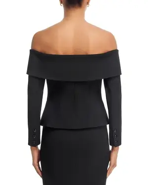 L'Agence Ingrid Off-shoulder Crop Blazer