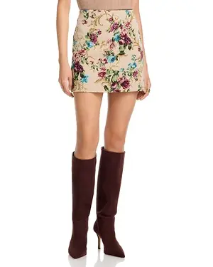 L'Agence Marseille Floral Tapestry Mini Skirt