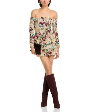 L'Agence Marseille Floral Tapestry Mini Skirt