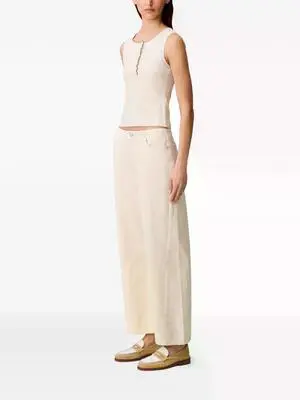 Claudie Pierlot Sleeveless Knit Polo With Scalloped Trim - Neutrals