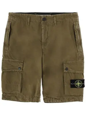 Stone Island Cargo Shorts With Logo Patch - Military Green