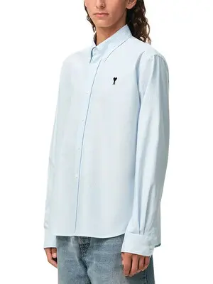 Ami Shirt With Logo - Azure