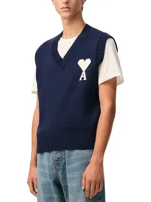 Ami V-neck Vest With Logo