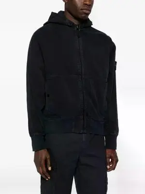 Stone Island Hooded Zip Sweatshirt - Black