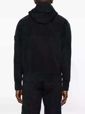 Stone Island Hooded Zip Sweatshirt - Black