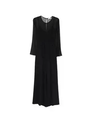 P.a.r.o.s.h Belted Sheer Jumpsuit - Black