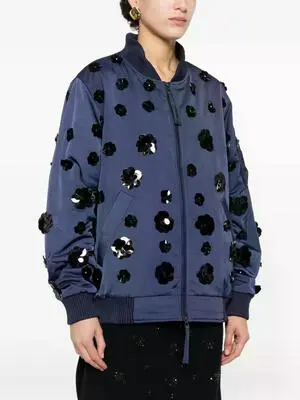 P.a.r.o.s.h Floral Embroidered Bomber Jacket - Blue