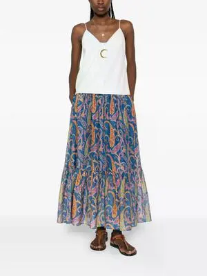 Etro Paisley Print Tiered Maxi Skirt