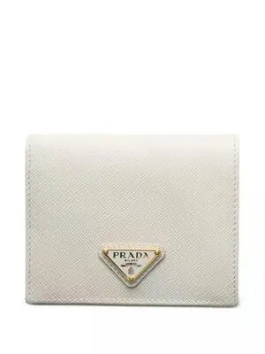 Prada Small Saffiano Leather Wallet Neutrals