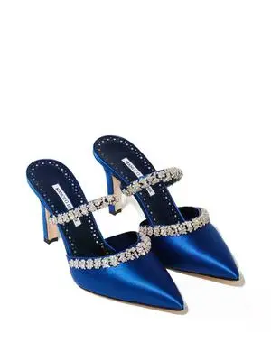 Manolo Blahnik Crystal-embellished Mules - Blue
