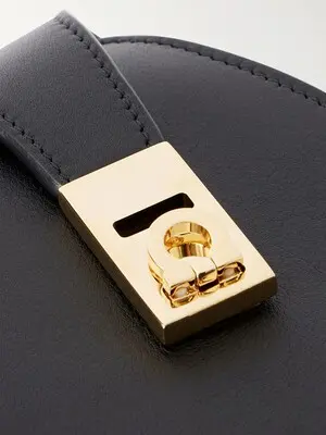FERRAGAMO Hug Embellished Textured-leather Shoulder Bag - Black