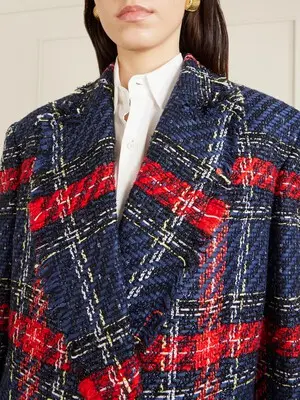 Balmain Fringed Checked Tweed Jacket
