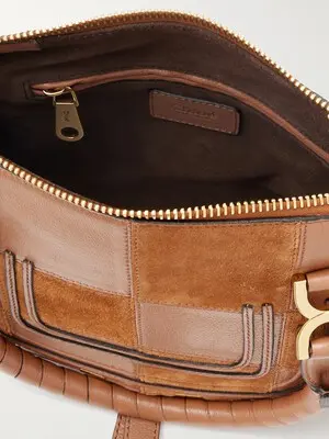 Chloé Marcie Patchwork Leather And Suede Shoulder Bag - Brown