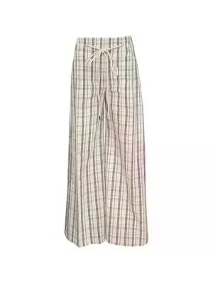 LEE MATHEWS Drawstring Check Trousers - Neutrals