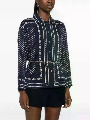 Maje Flowing Printed Shirt With Chain Belt