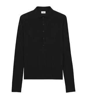Saint Laurent Wool Long-sleeve Polo Shirt
