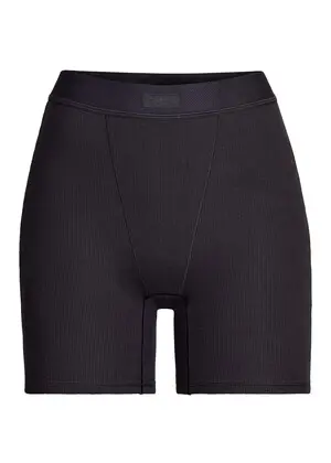SKIMS Cotton-rib Boxer Shorts - Black