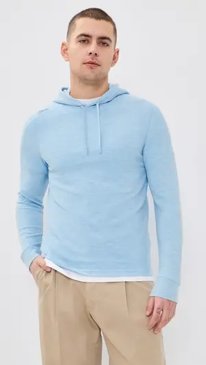 Rlx Ralph Lauren Tech Waffle Knit Hoodie - Office Blue Heather