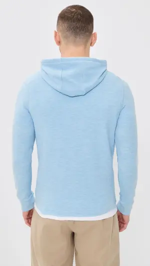 Rlx Ralph Lauren Tech Waffle Knit Hoodie - Office Blue Heather