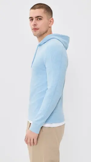 Rlx Ralph Lauren Tech Waffle Knit Hoodie - Office Blue Heather
