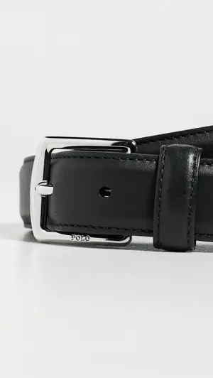 Polo Ralph Lauren Full-grain Etched Leather Dress Belt - Black