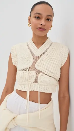 AISLING CAMPS Knitted Vest - Ivory
