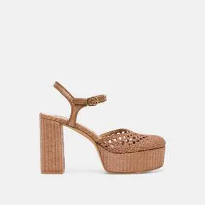 DOLCEVITA Platform Raffia Block Heel Sandals