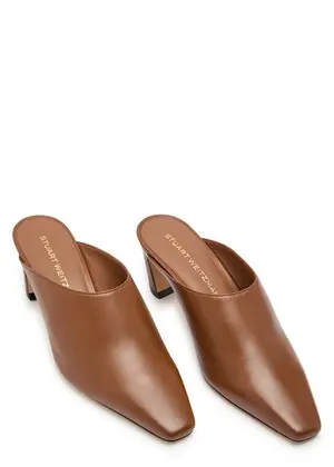 STUART WEITZMAN Stassi 50 Leather Mules - Brown