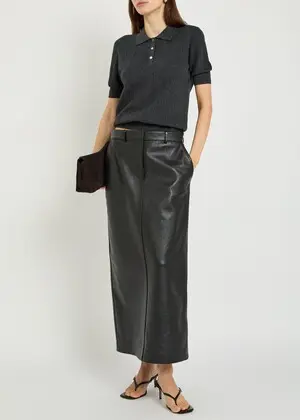 LISA YANG Pointelle Cotton And Cashmere-blend Polo Shirt - Grey