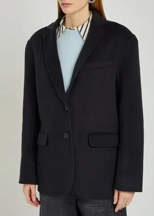 ANINE BING Wool And Cashmere-blend Jacket - Navy