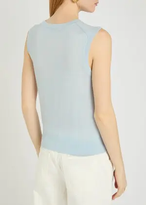ANINE BING Moni Wool And Cashmere-blend Tank Top - Light Blue