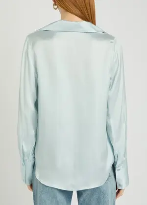 ANINE BING Silk-blend Button-down Shirt - Light Blue