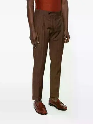 BERWICH Pinstriped Pleated Trousers - Brown