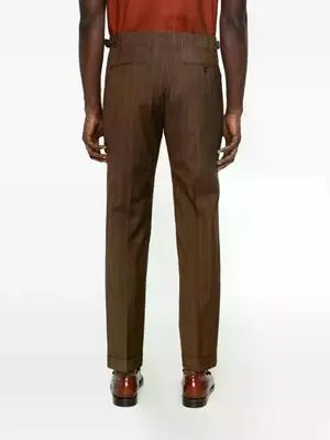 BERWICH Pinstriped Pleated Trousers - Brown