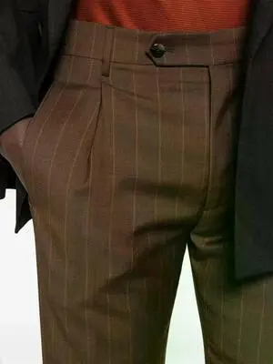BERWICH Pinstriped Pleated Trousers - Brown