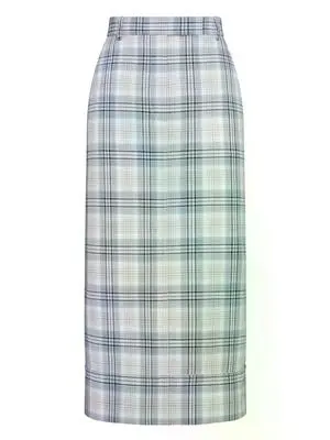 Blue Plaid Midi Skirts
