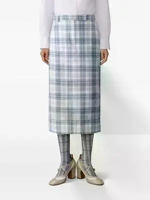 Thom Browne Plaid Midi Skirt With Belt Loops