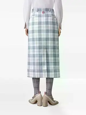 Thom Browne Plaid Midi Skirt With Belt Loops