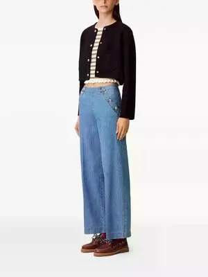 Claudie Pierlot Sailor Denim Wide-leg Jeans - Blue