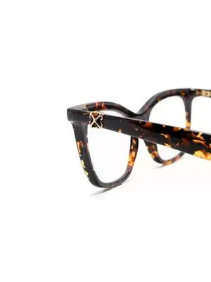 Off-White Logo-plaque Glasses - Brown