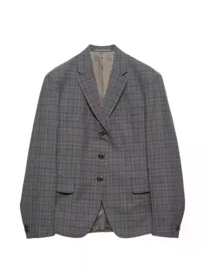 Prada Single-breasted Prince Of Wales Checked Virgin Wool Jacket - Grey