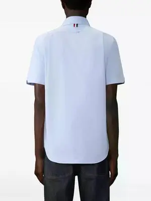 Thom Browne Solid Poplin Tennis-racquet Embroidery Short-sleeve Shirt