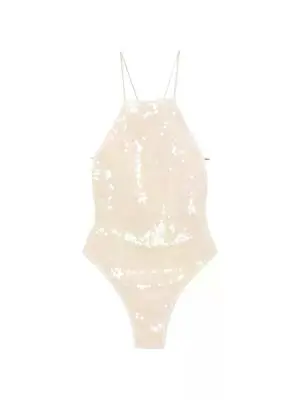 Oseree Sequin-embellished Swimsuit - Neutrals